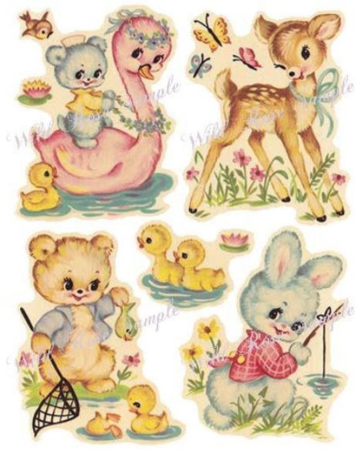 More Vintage Assorted Vintage Repro Nursery Shabby Decals - Etsy