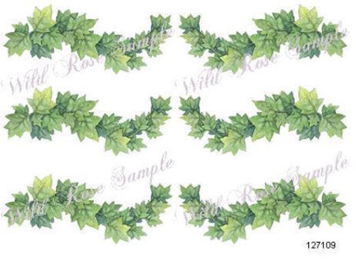Vintage XL Lush Green Ivy Swags Shabby Decals furniture Size - Etsy