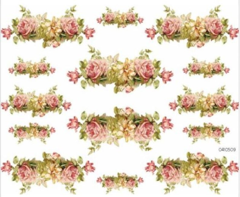 Vintage Gorgeous Klein Pink and Yellow Rose Corners & Swags Decals - Etsy