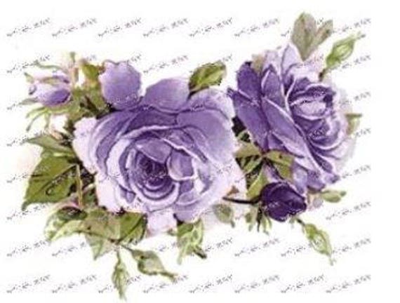 Vintage Amazing Lilac Tea Roses & Swags Shabby Decals medium | Etsy