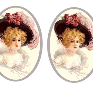 Vintage XL Victorian Ladies Ovals Shabby Decals furniture - Etsy