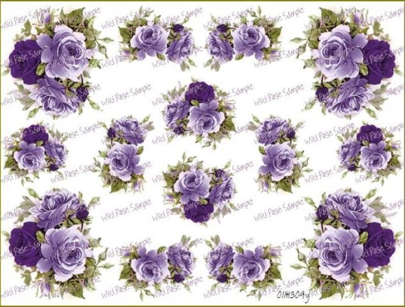 Vintage Amazing Lilac Tea Roses & Swags Shabby Decals medium - Etsy