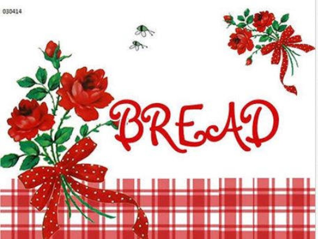 Vintage XL Red Roses & Plaid Country Bread Box Label Shabby Decal - Etsy