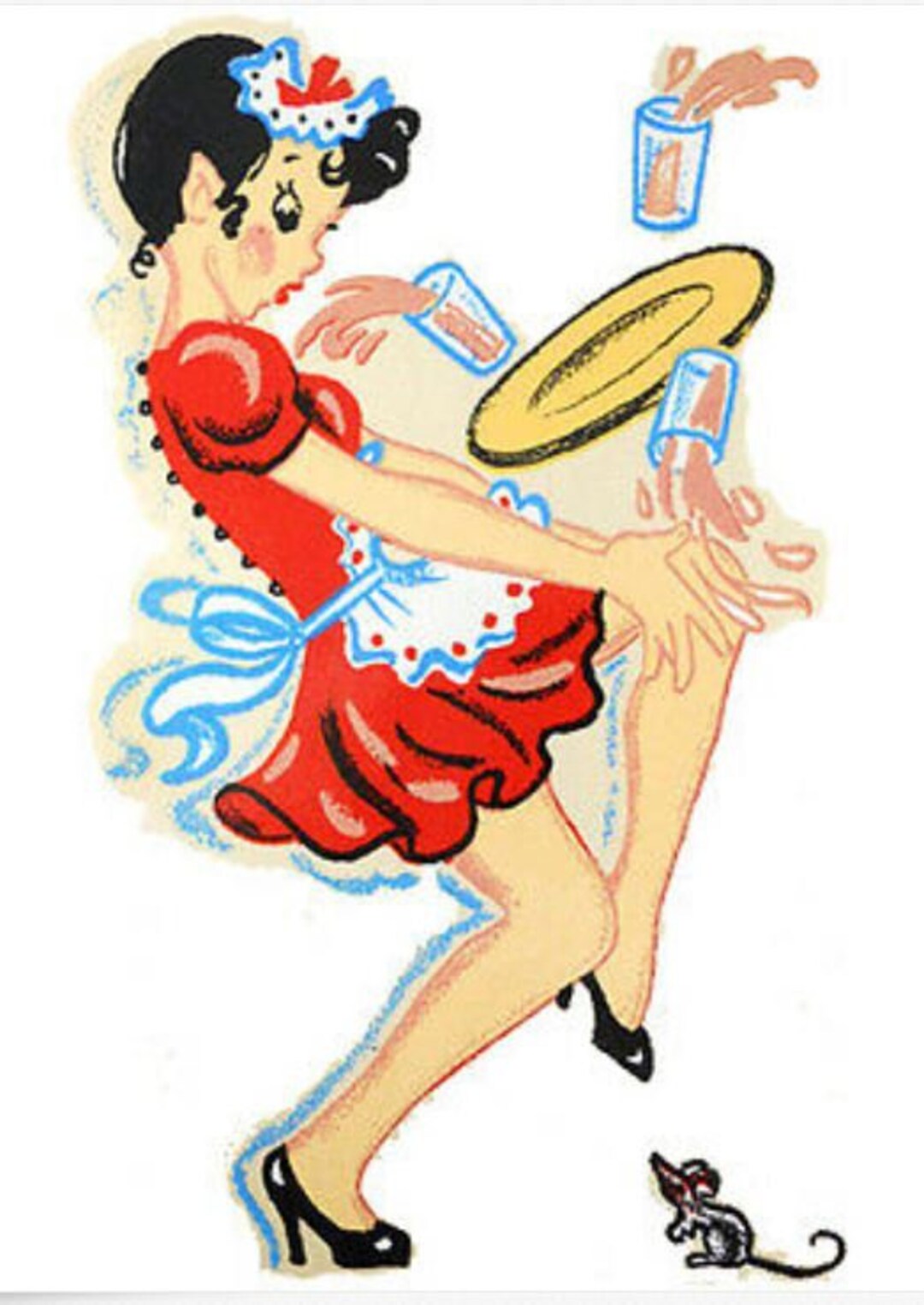 Vintage Image XL Retro Kitchen Waitress Shabby Waterslide Decals ...