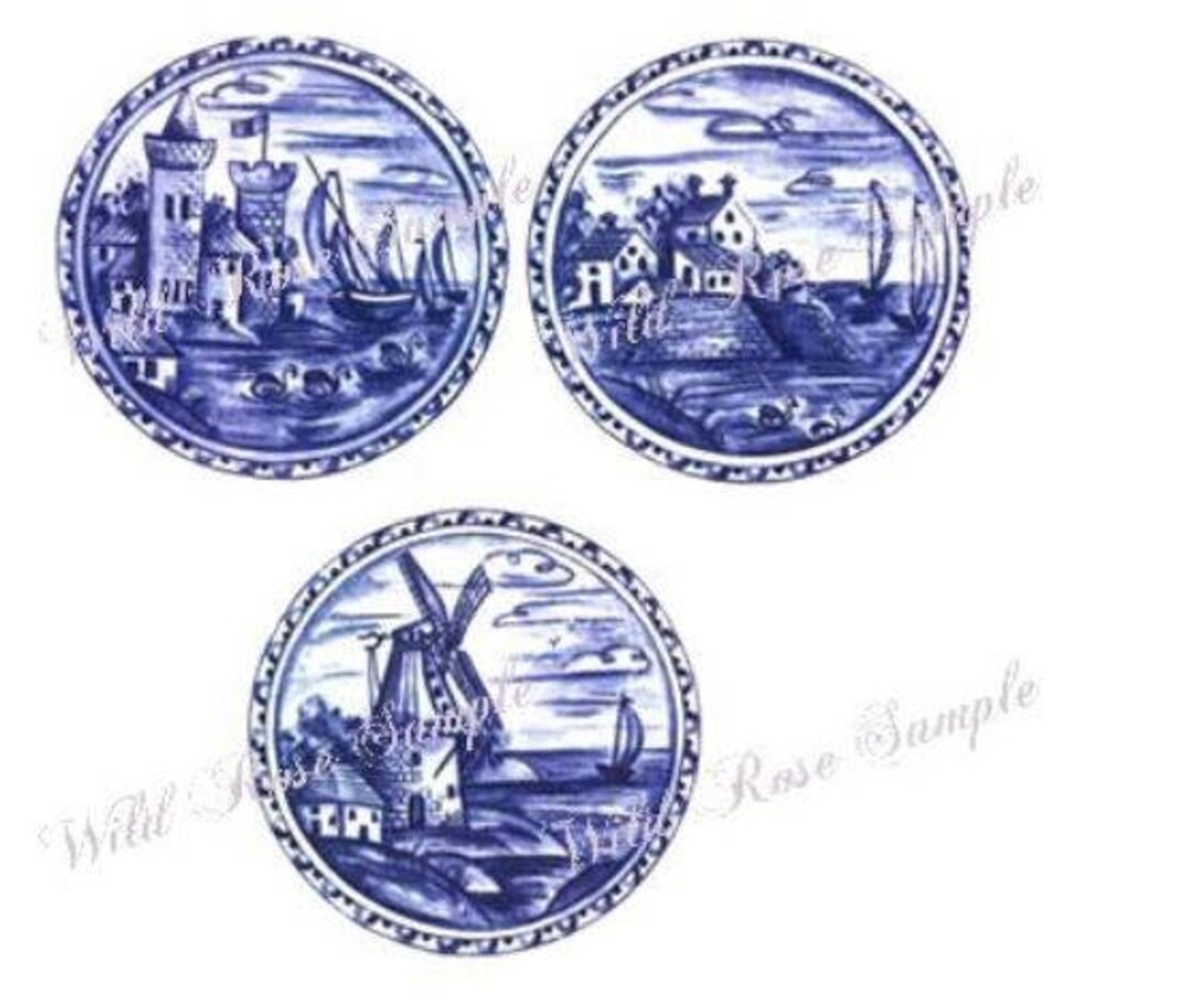 Vintage Dutch Blue Delft Plates Shabby Decals - Etsy