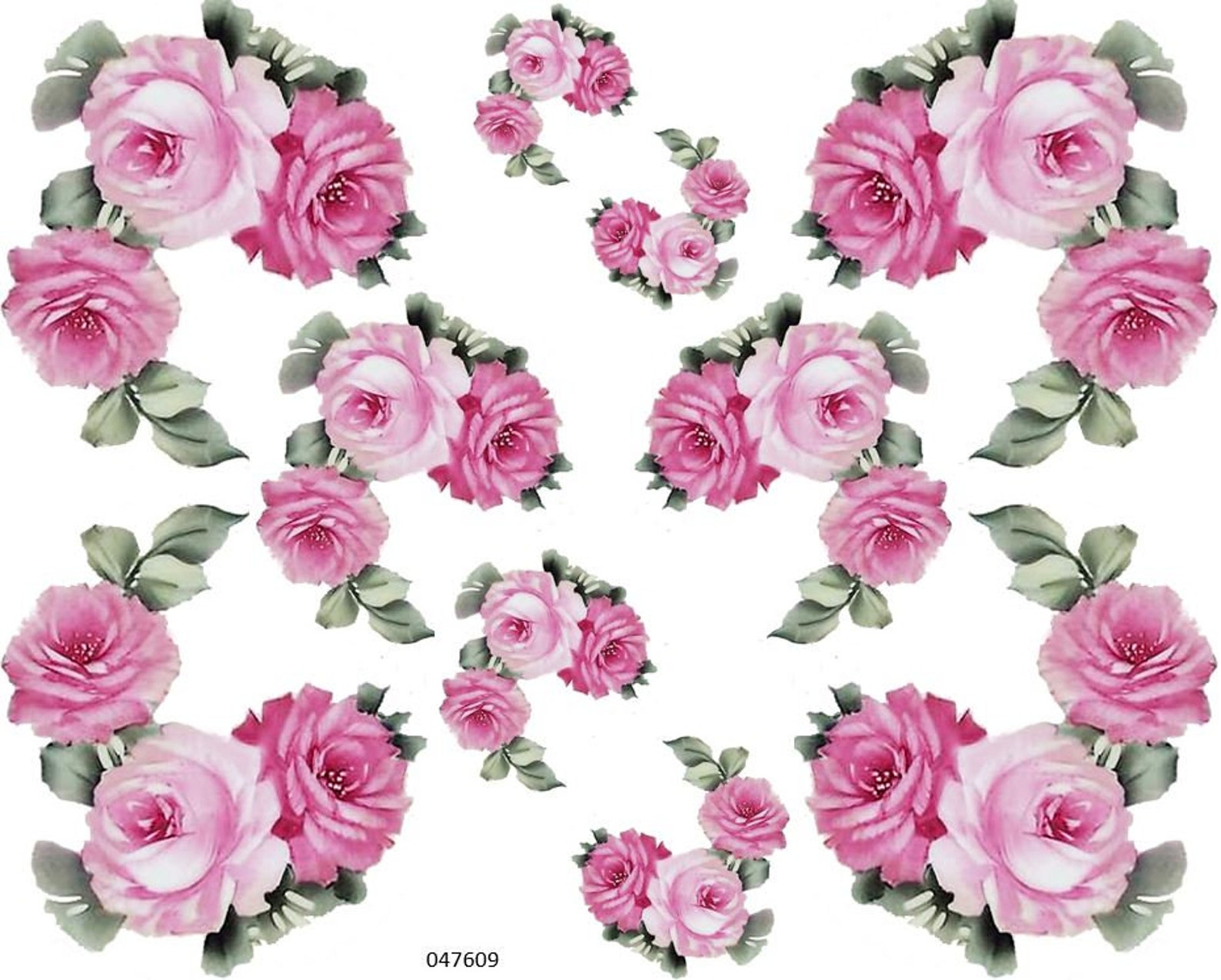 Vintage Gorgeous Handpainted Triple Rose Corners Shabby Decals - Etsy
