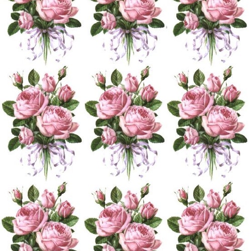 Vintage Rosy Pink Cabbage Rose Swags Shabby Decals - Etsy