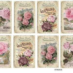 Vintage Victorian Rose Postcard Labels Shabby Decals - Etsy