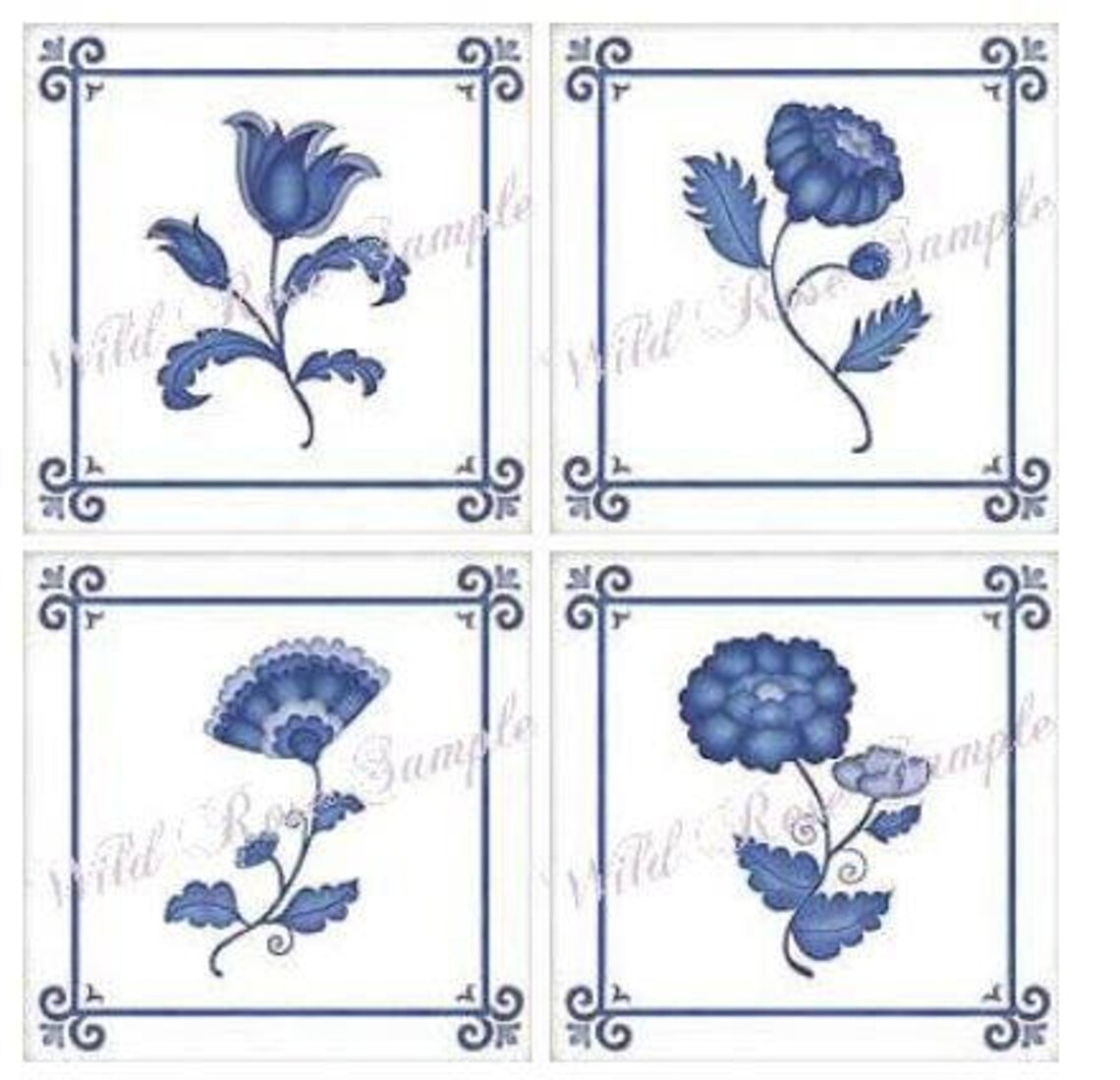 Vintage Dutch Blue Delft Floral Tiles Shabby Decals - Etsy