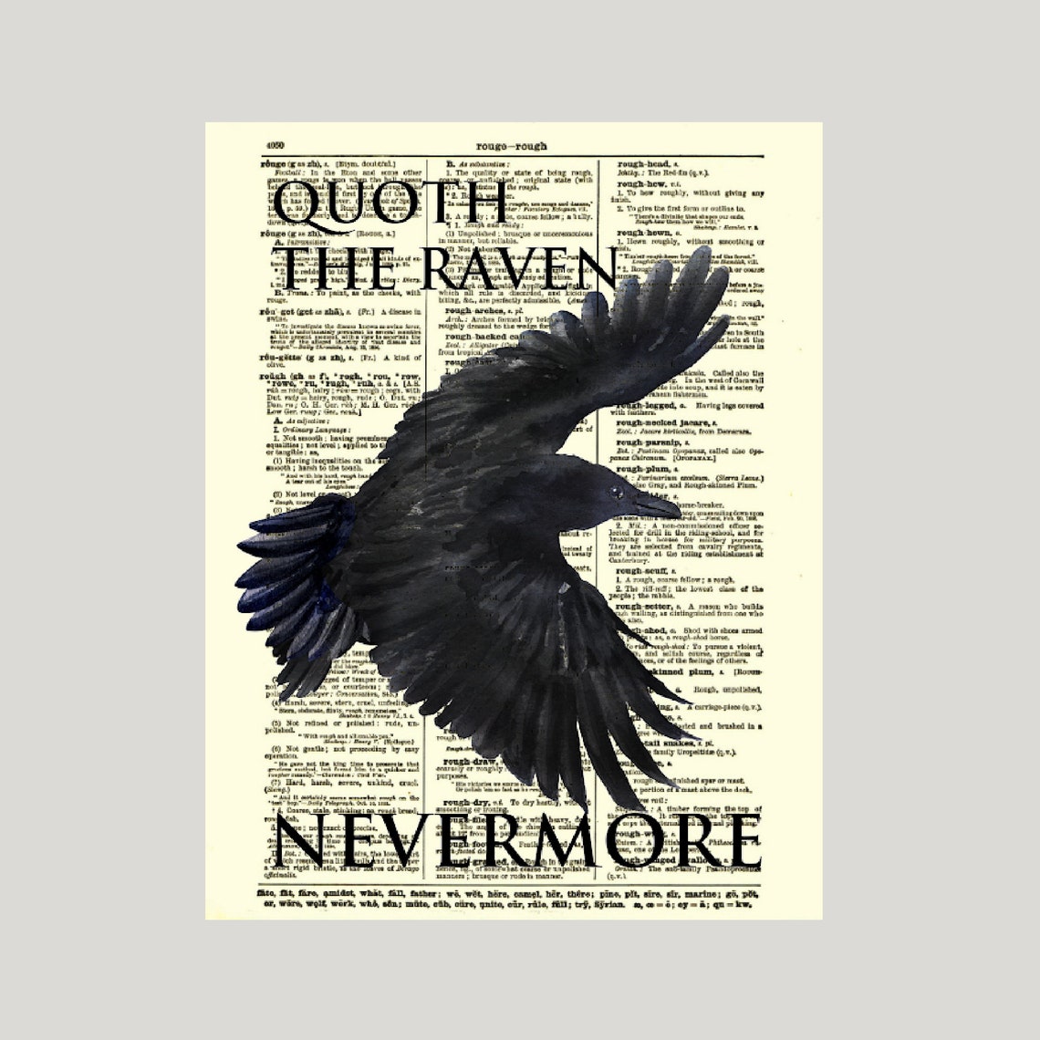 Quoth the Raven Nevermore, Poe Quote Printed on A 125+ Year Old Antique ...