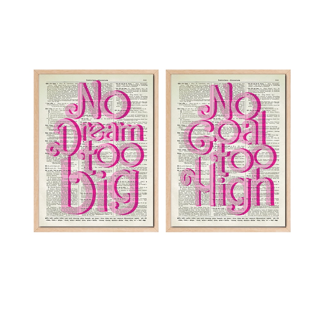 Motivational Pink Typography Art: Upcycled Antique Dictionary Prints - Etsy