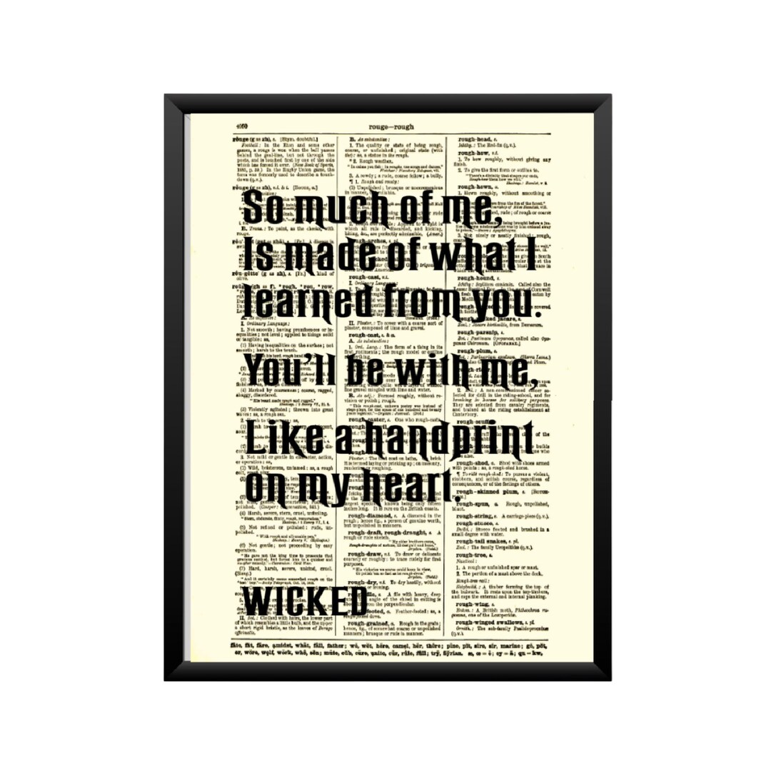 Wicked Musical Quote Printed on Antique Dictionary Page - Etsy