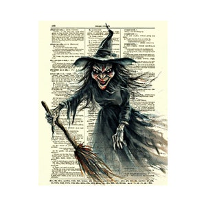 Scary Clown, Witch, Scarecrow Printed on Antique 125+ Year Old ...