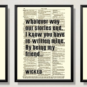 Wicked Musical Quote Set Printed on Antique Dictionary Pages, Wicked ...