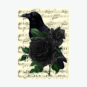 Dark Black Raven Set of 3 Printed on Antique 110+ Year Old Music Pages ...