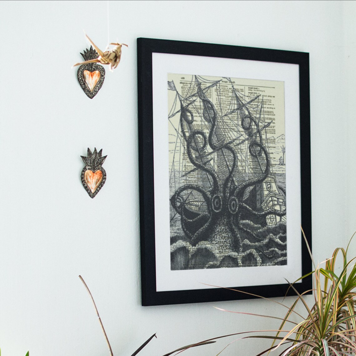 Kraken Art Kraken Print Sea Monster Poster Nautical Beach Etsy