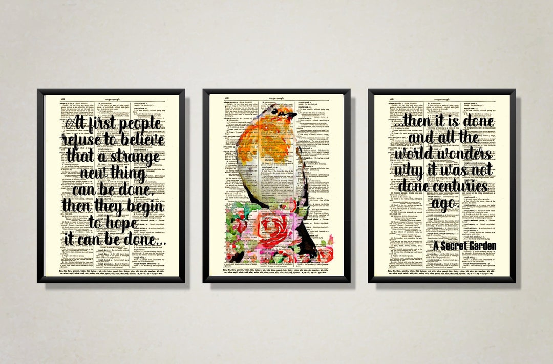 The Secret Garden Robin With Quote Printed on A 125+ Year Old ...