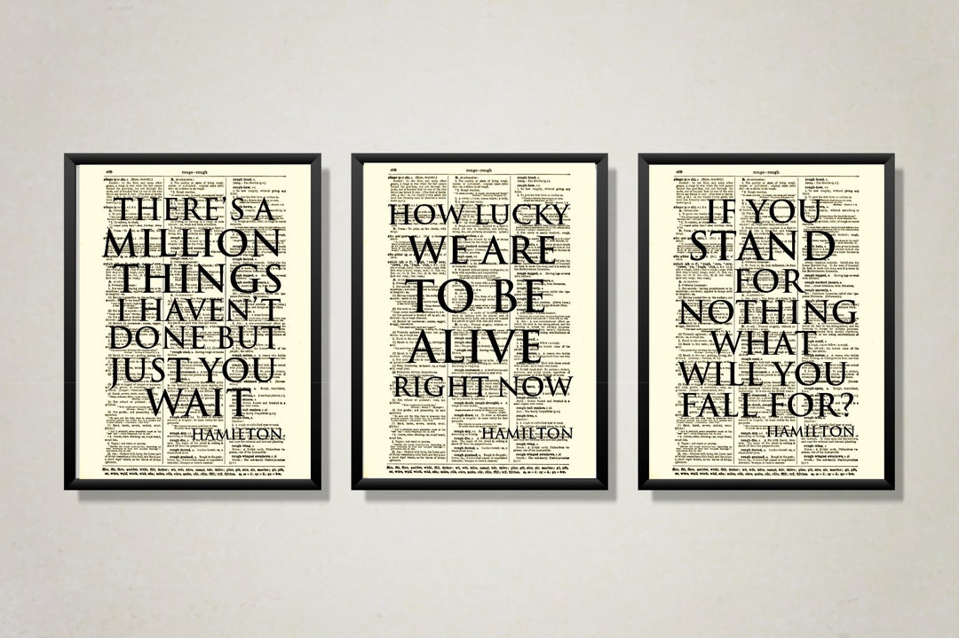 Hamilton Musical Quotes on Antique Dictionary Pages, Hamilton Broadway ...
