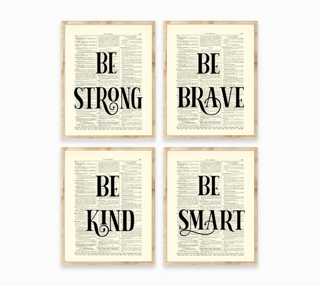 Be Strong, Be Brave, Be Kind, Be Smart Inspirational Quote Set of 4 ...