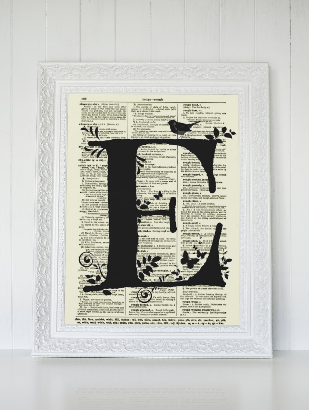 Letter E Dictionary Page Art Print, Modern Monogram Wall Decor - Etsy