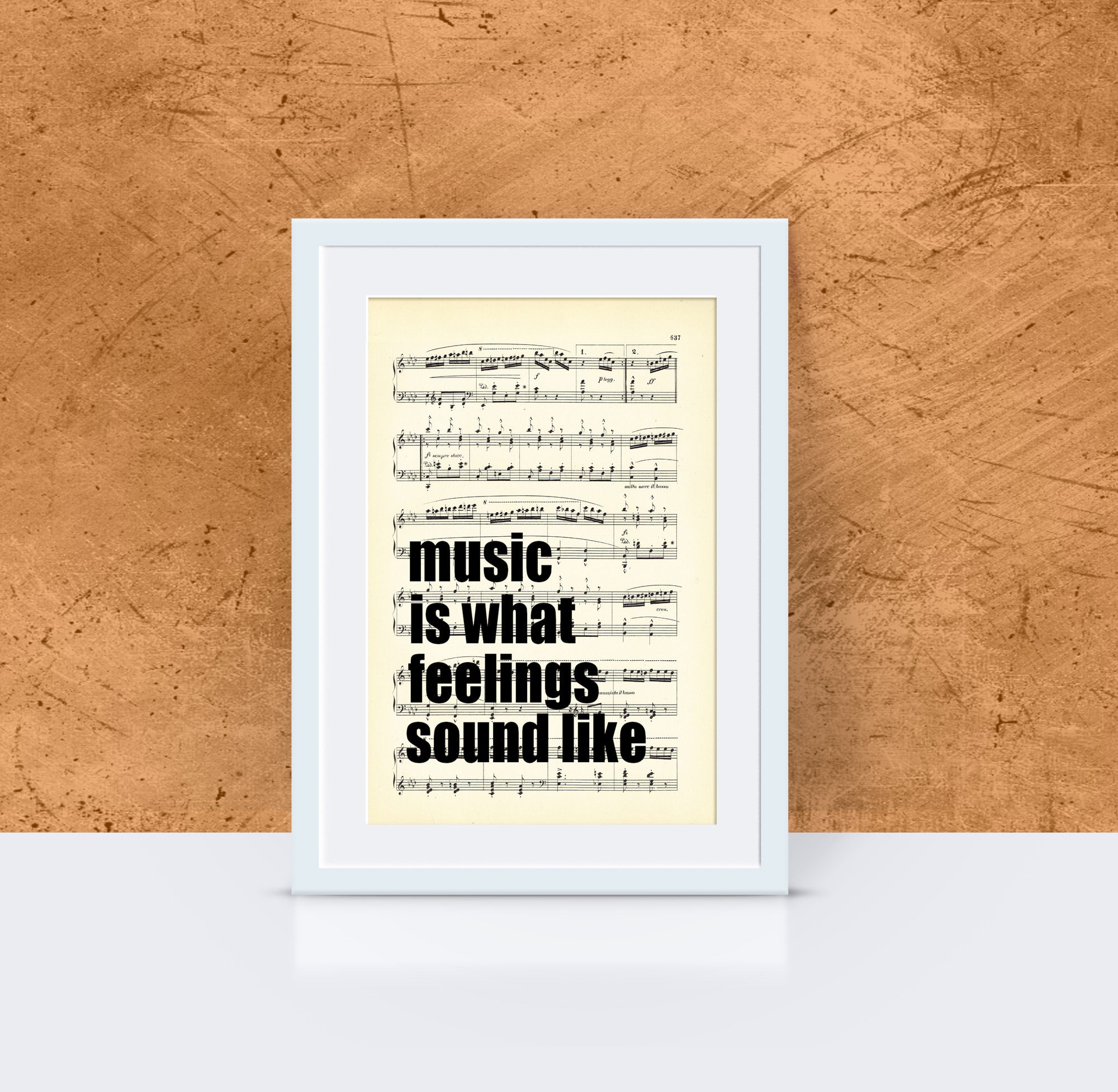 Music Is What Feelings Sound Like Quote Printed Antique Sheet | Etsy