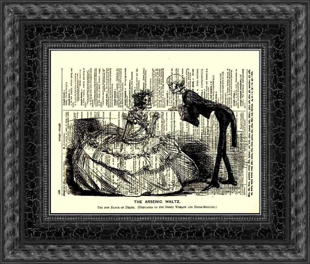 The Arsenic Waltz Skeleton Couple Printed on Antique Dictionary Page ...