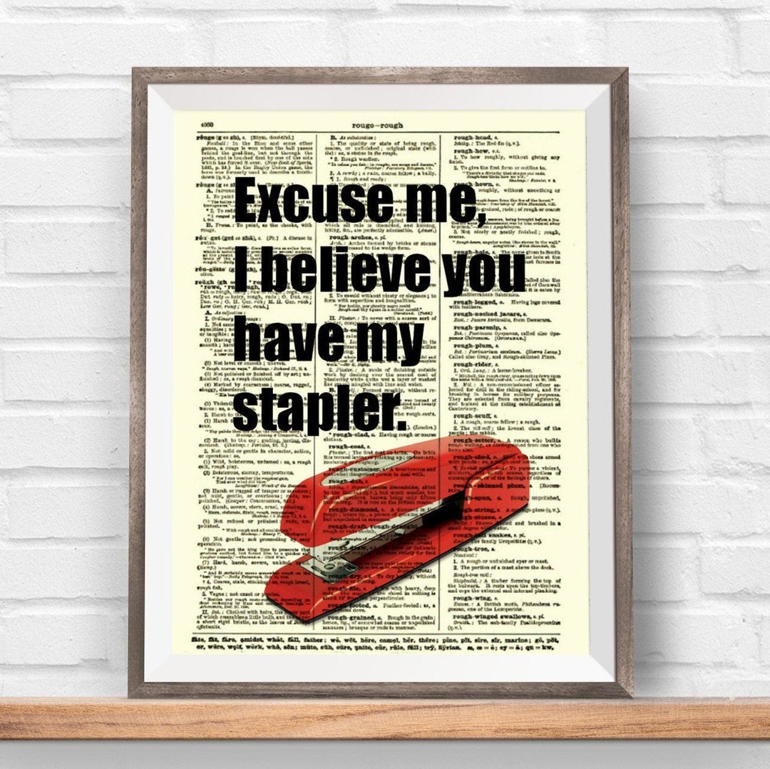 Office Space Quote Print: Red Stapler, Antique Dictionary Art - Etsy Norway
