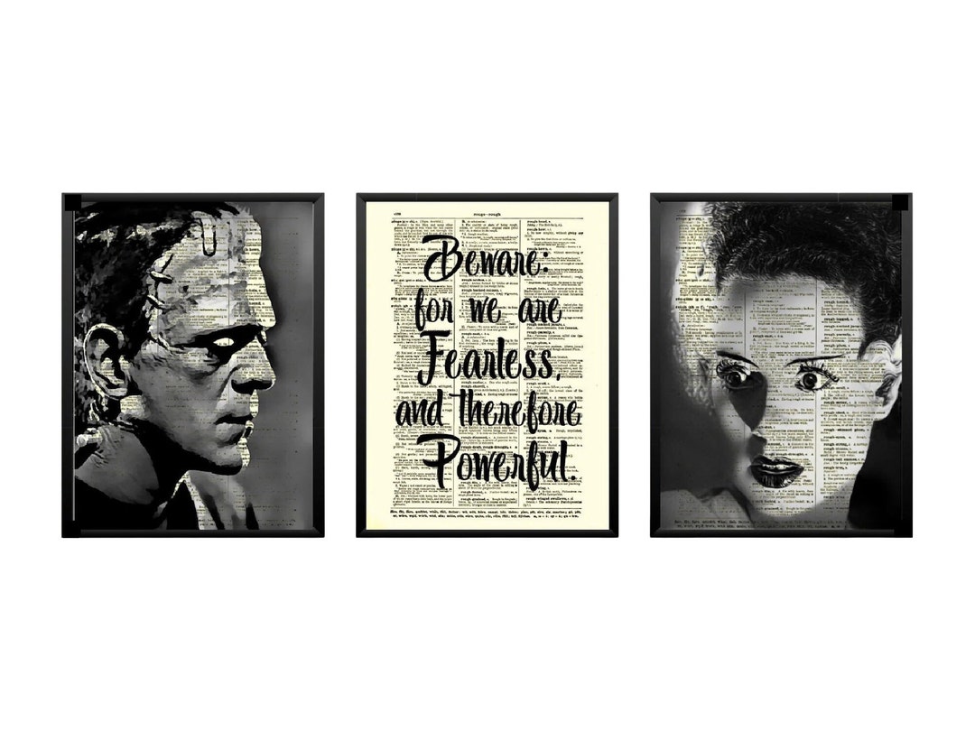 Frankenstein's Monster & Bride With Quote on Upcycled - Etsy