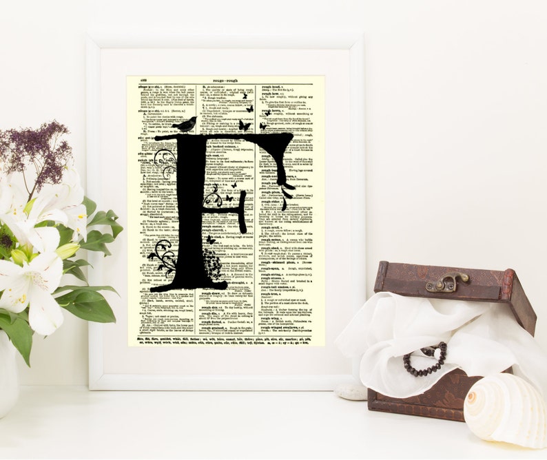 Letter F Monogram With A Modern Twist Printed On A Dictionary | Etsy