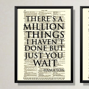 Hamilton Musical Quotes on Antique Dictionary Pages, Hamilton Broadway ...