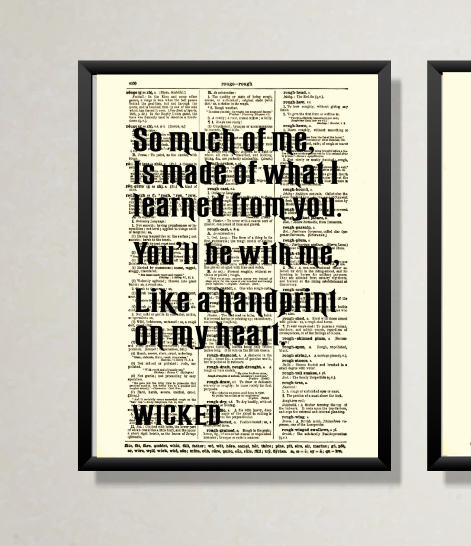 Wicked Musical Quote Set Printed on Antique Dictionary Pages, Wicked ...