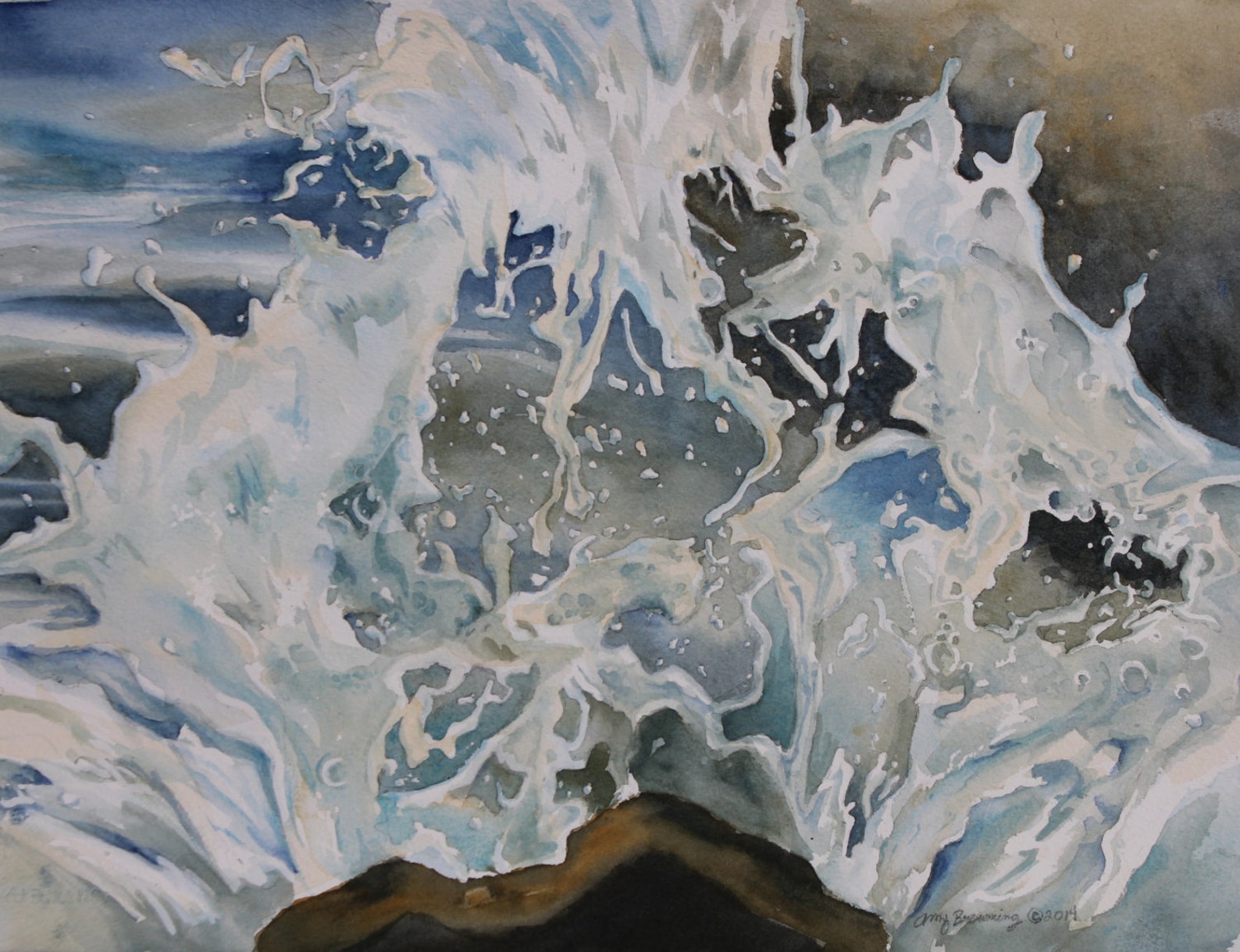 Water Exploding Upon the Rocks: Stylized Water Painting - Etsy Canada