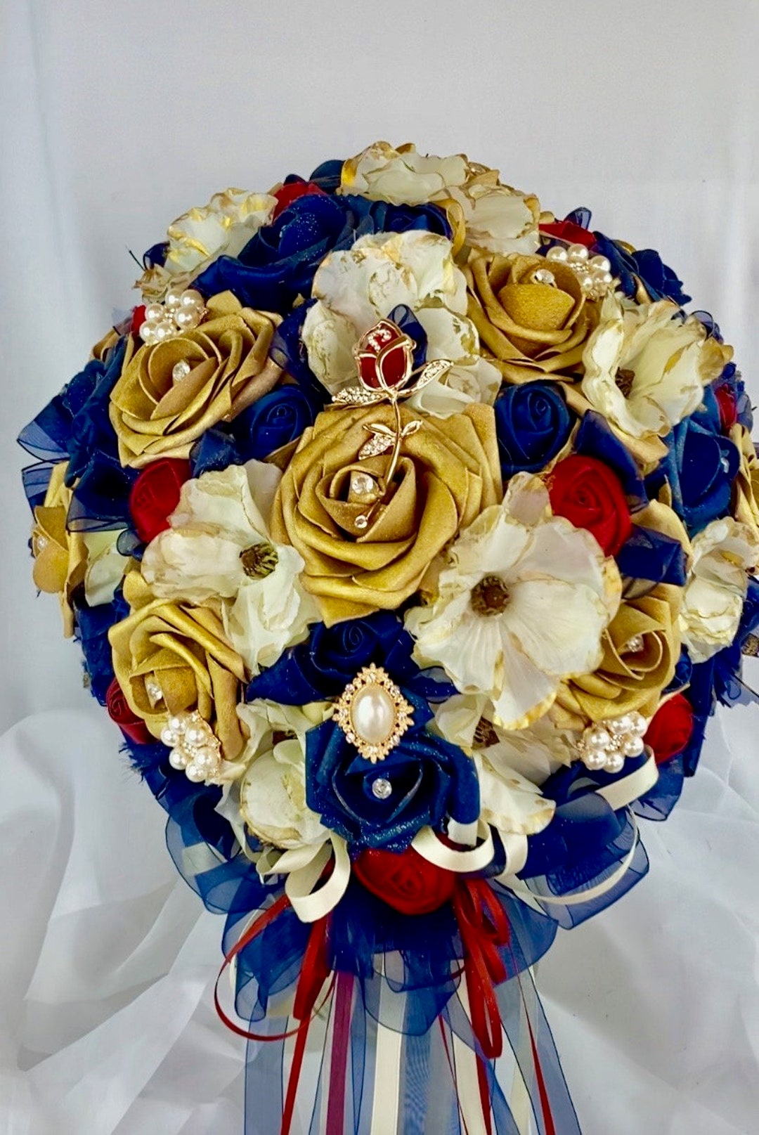 Disney Wedding Bridal CASCADE Bouquet-teardrop Bouquet Bride Flowers ...