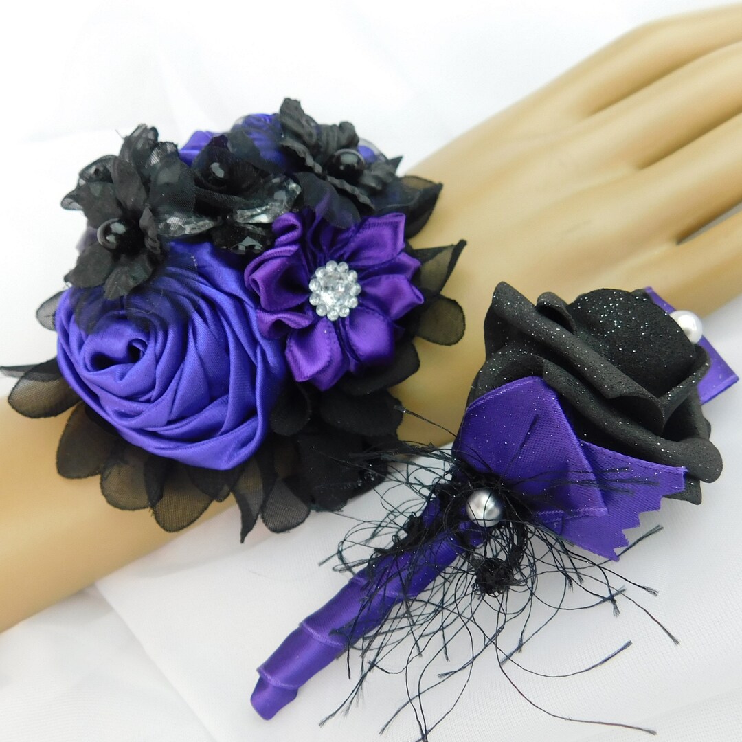 Purple-black Corsage-elegant Bridal Flower Corsage-purple/plum/black ...