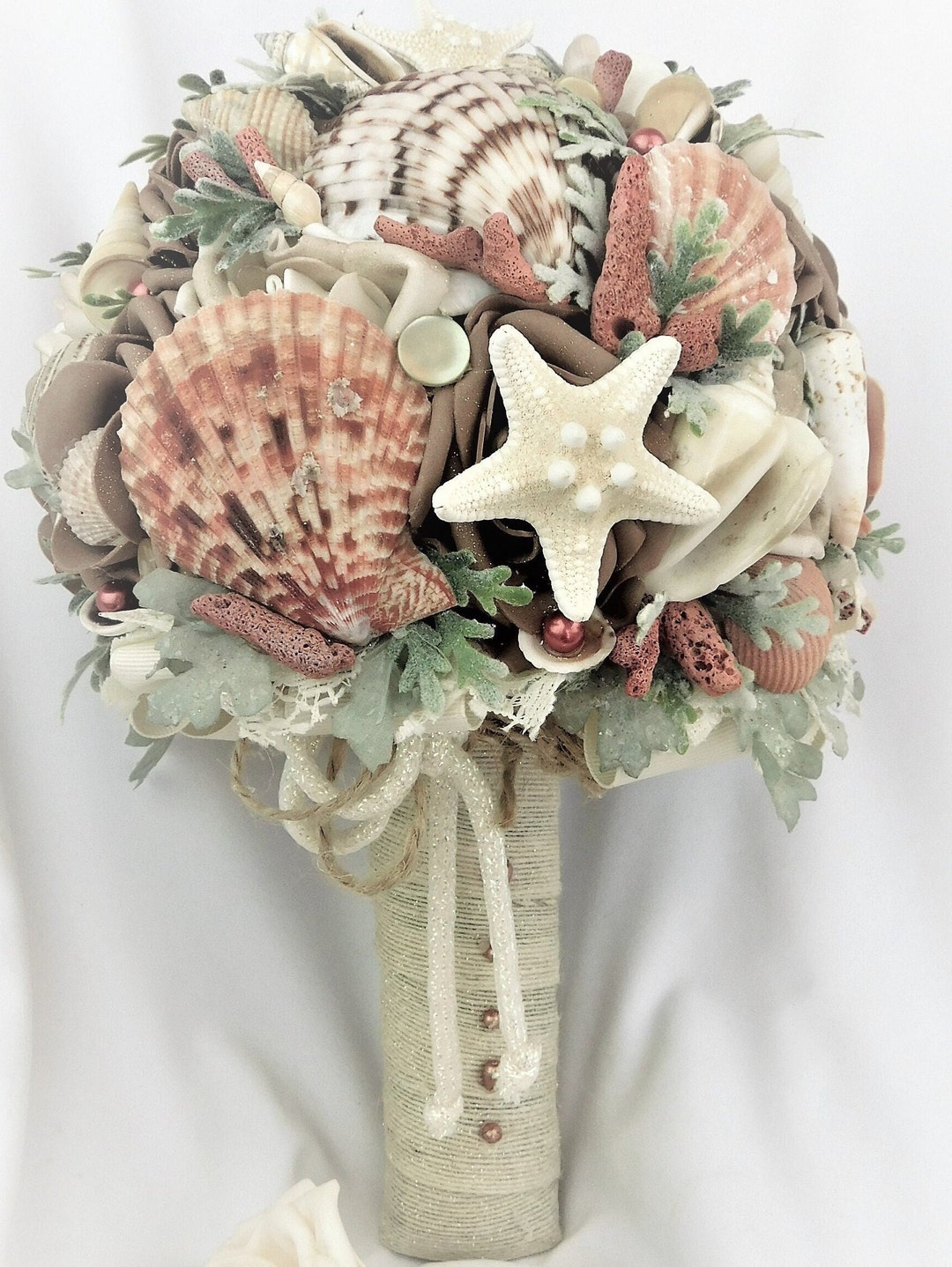 Seashell Bouquet-silk Flower Bouquet-rustic Beach Bouquet-beach Bridal ...