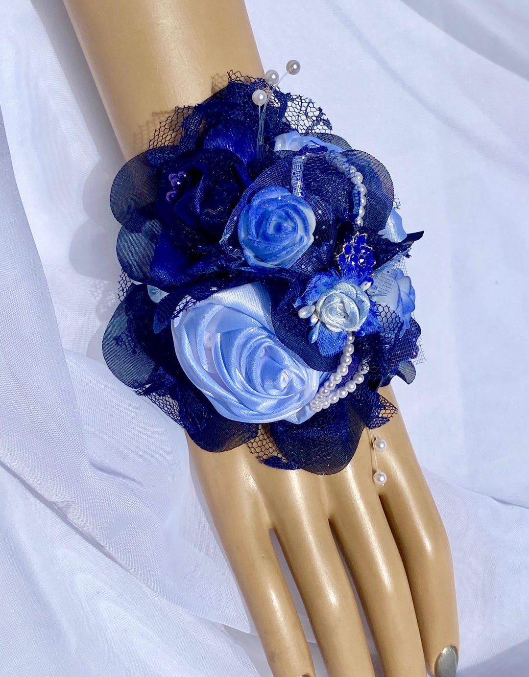 Royal Blue Prom Corsage Set-blue Wrist Flowers-dark Blue Prom Corsage ...
