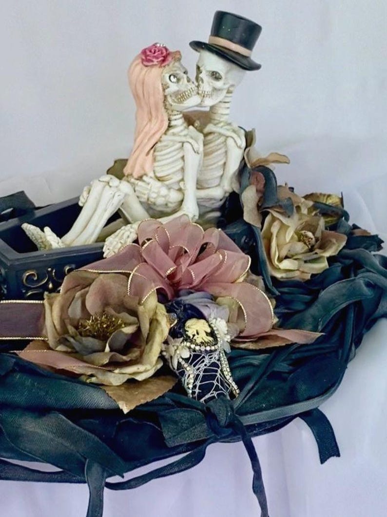Skeleton Wedding Bride-groom Cake Decor-ivory-rose-blush-cake Topper ...