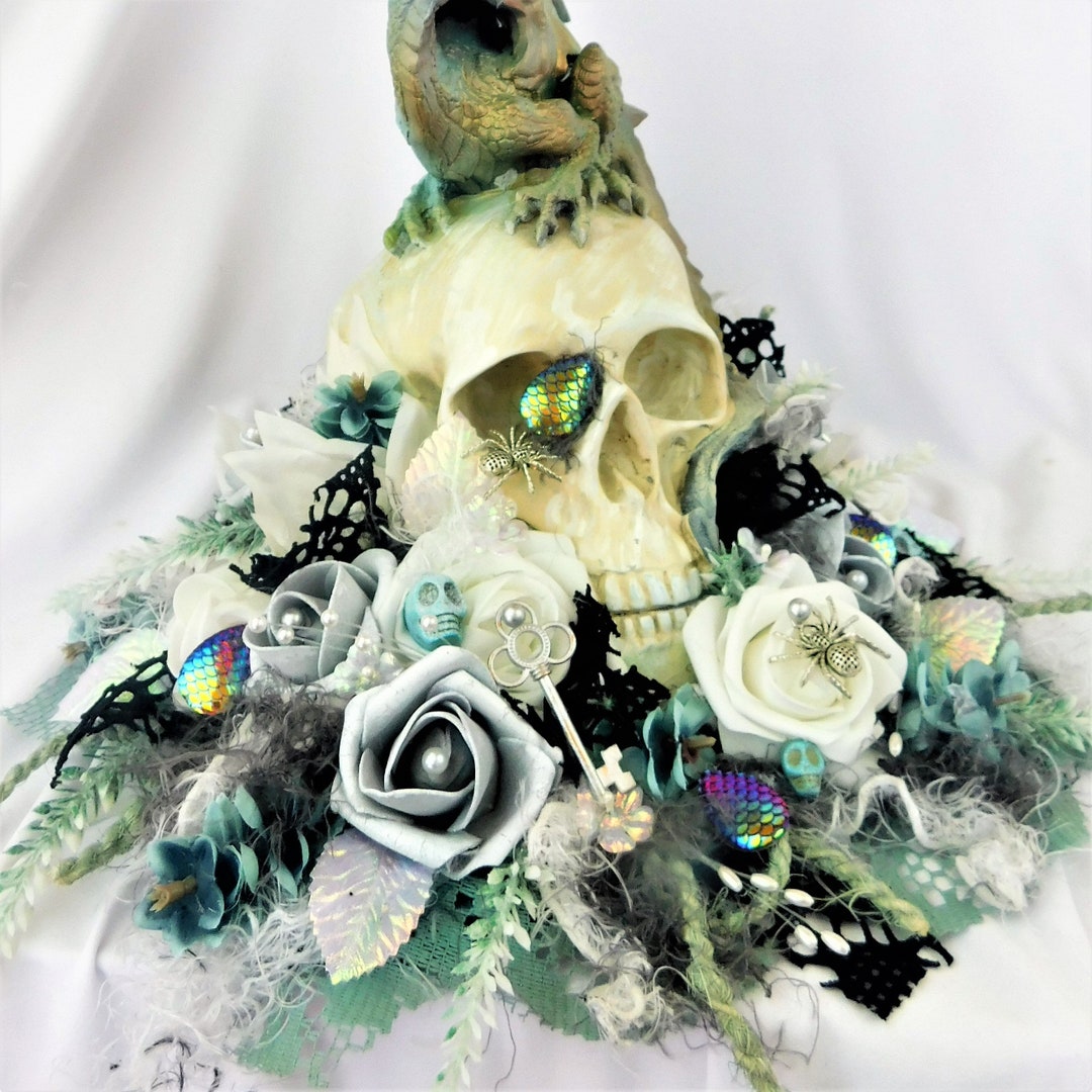 Dark Fantasy Dragon on Skull Decor-tabletop Flower-table Centerpiece ...