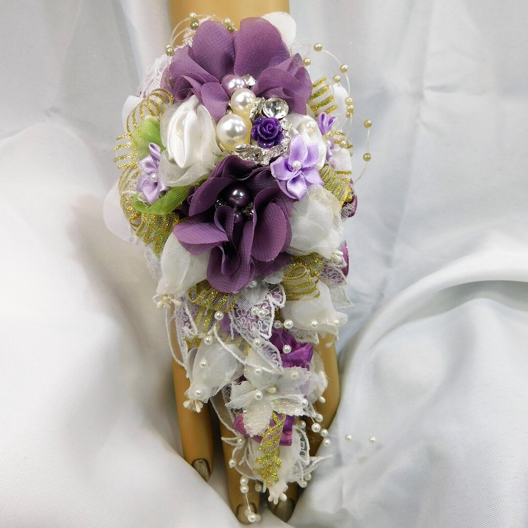 Plum-wisteria-lilac Flowers Wrist to Fingertip Prom Corsage Set-elegant ...