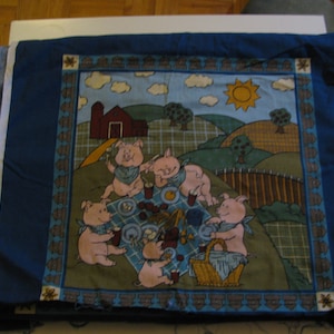 Vintage Pig Family Farm Panel Fabric - Etsy