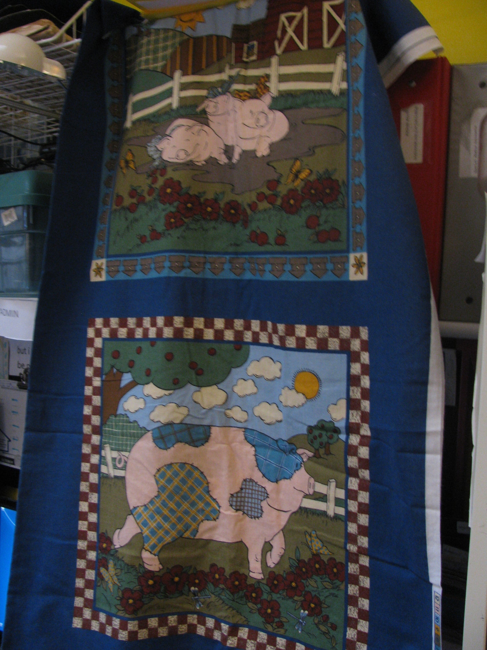 Vintage Pig Family Farm Panel Fabric - Etsy Canada