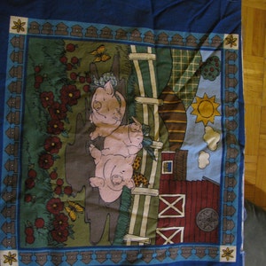 Vintage Pig Family Farm Panel Fabric - Etsy