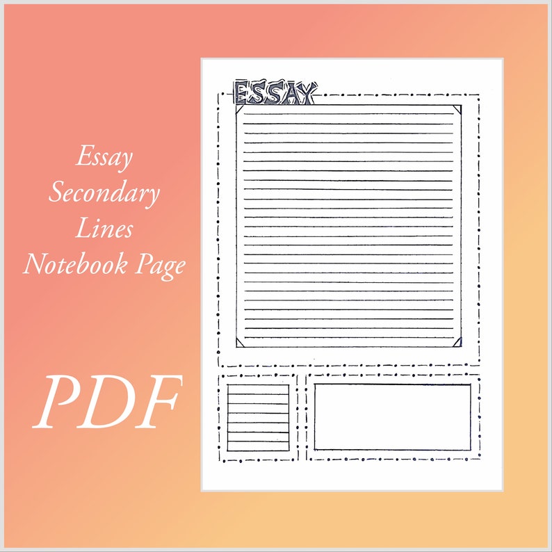 Essay Notebook Page With Secondary Lines Whimsical Hand Drawn Design ...