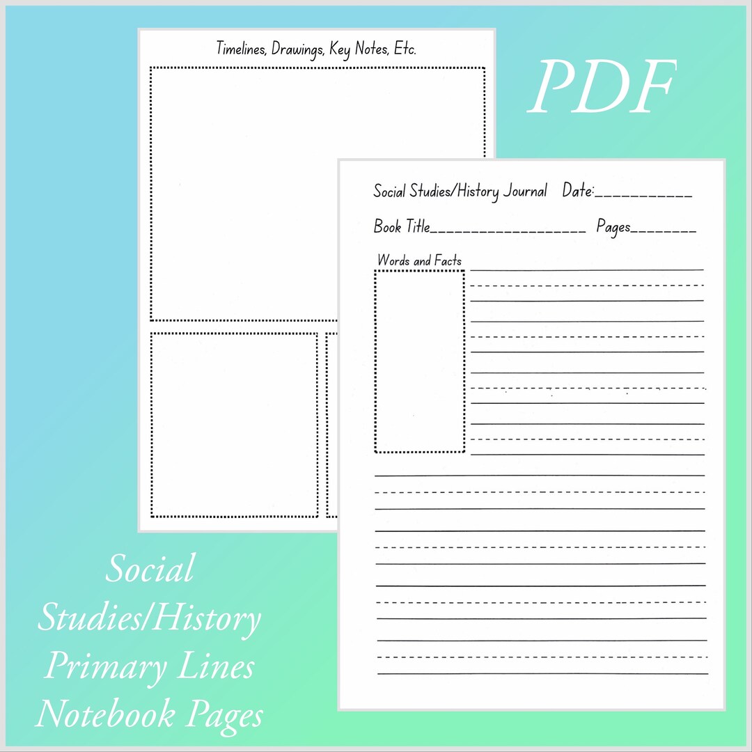 Social Studies/history Primary Lines Notebook Pages - Etsy