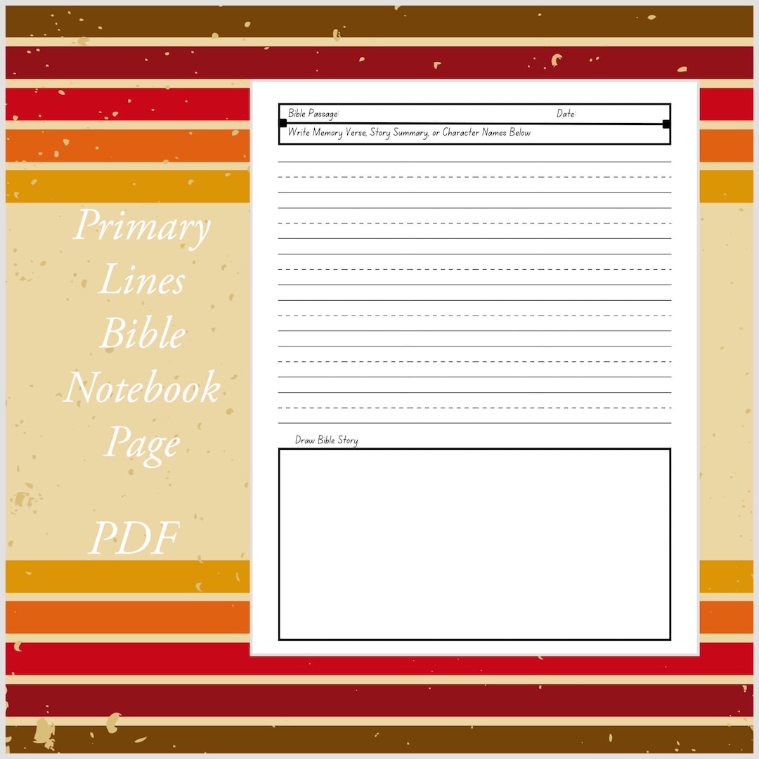 Primary Lines Bible Notebook Page - Etsy