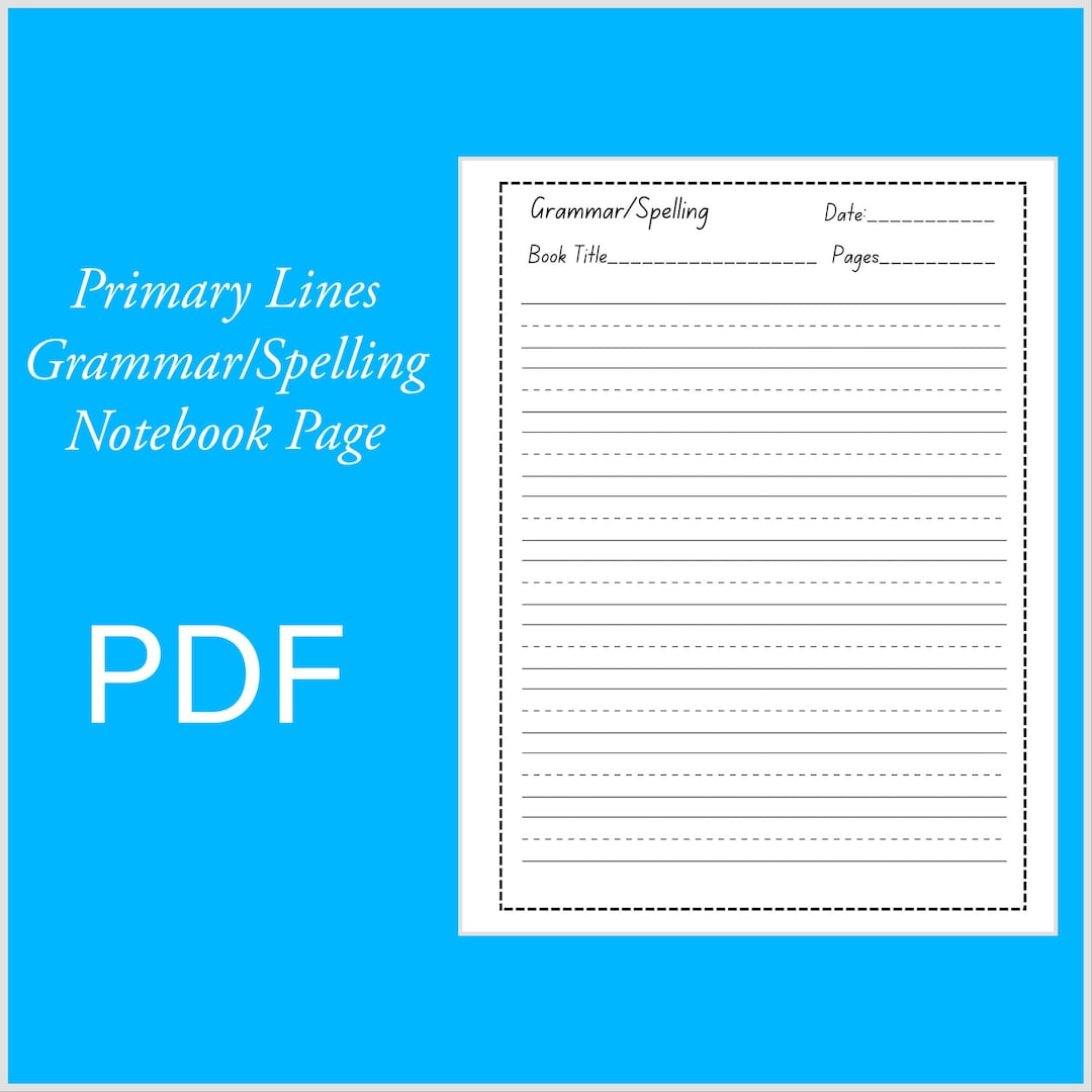 Primary Lines Grammar/spelling Notebook Page - Etsy