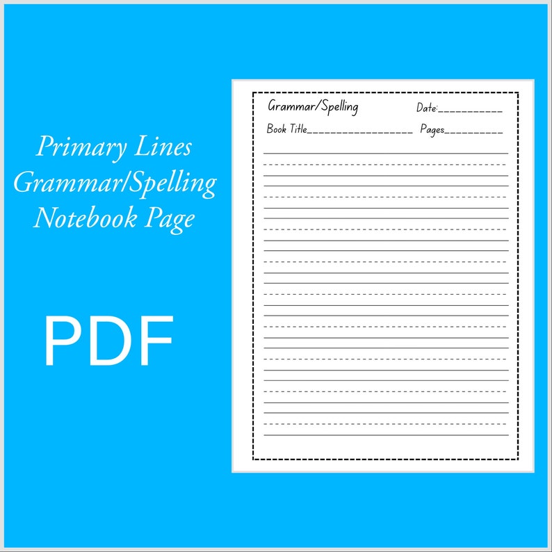 Primary Lines Grammar/spelling Notebook Page - Etsy