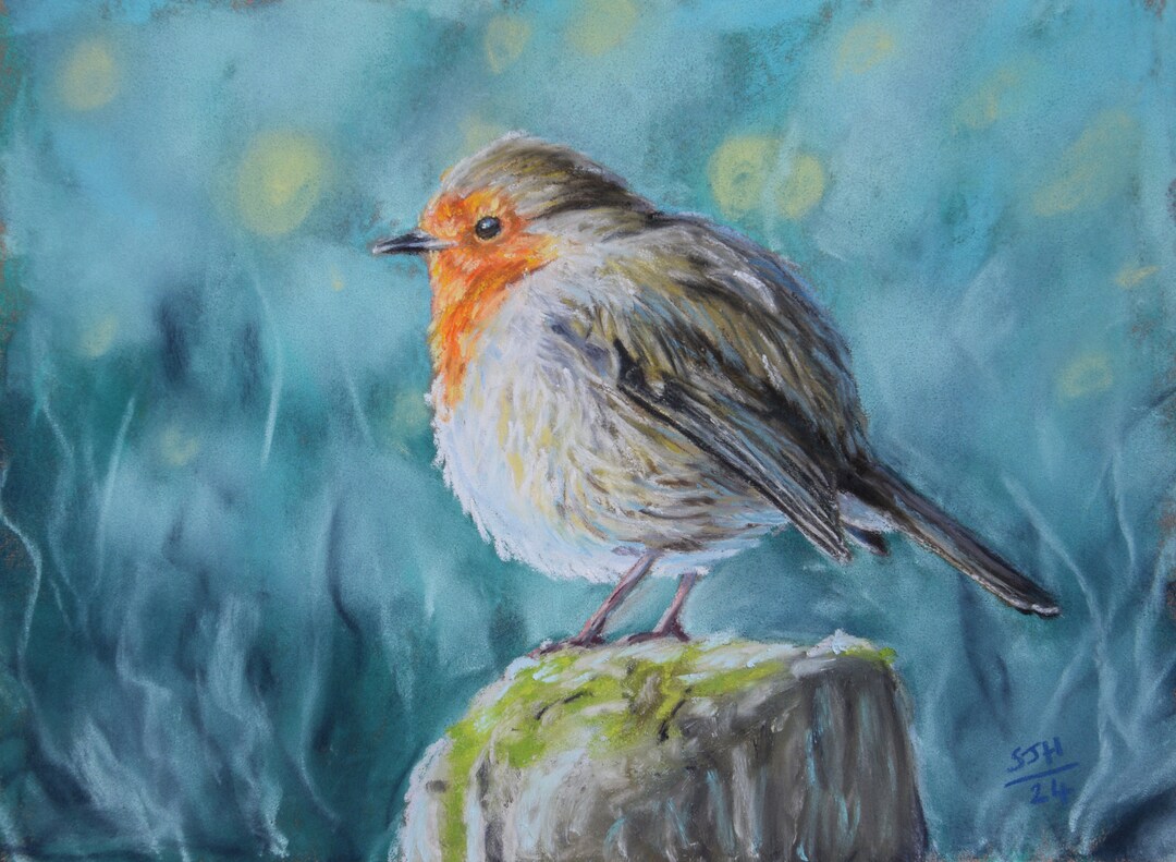 Robin on a Frosty Morning, Pastel Drawing, A4/A5 Print - Etsy