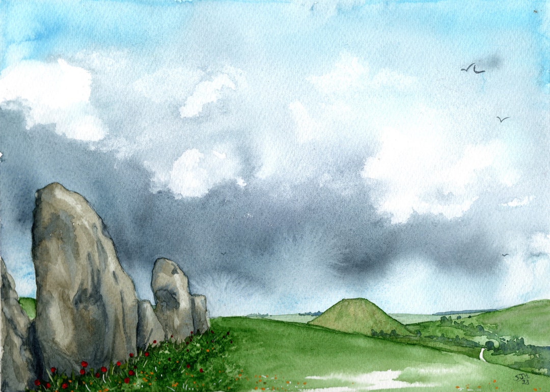 Stormy Skies at Silbury Hill and West Kennet Long Barrow, Original ...