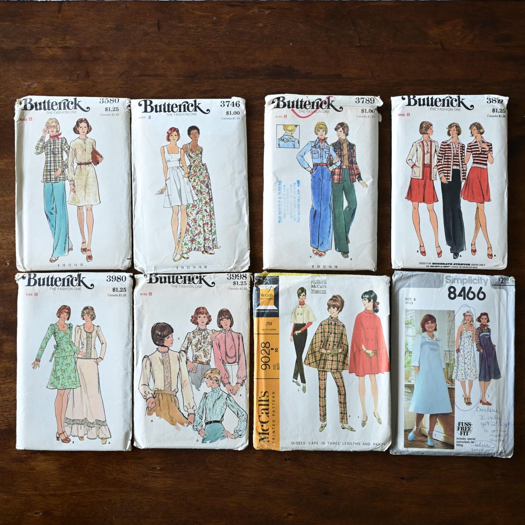 1960s and 70s Uncut Sewing Patterns Size 8 | Butterick 3580, 3746, 3789 ...
